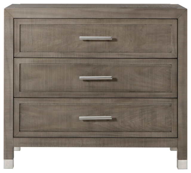 Gray Ash Three Drawer Nightstand, Andrew Martin Raffles - Transitional ...