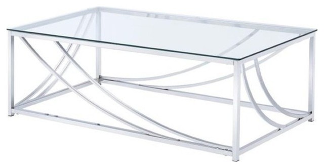 Coaster Contemporary Glass Top Rectangular Coffee Table in Chrome ...