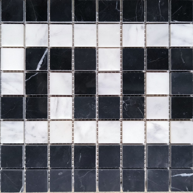 Carrara White Marble Greek Key Mosaic Border Listello Tile Black, 1 ...