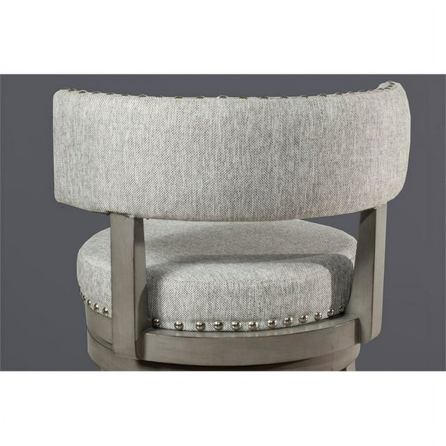 Contemporary Gray Wood Bar Stool with Cushioned Seat and Curved ...