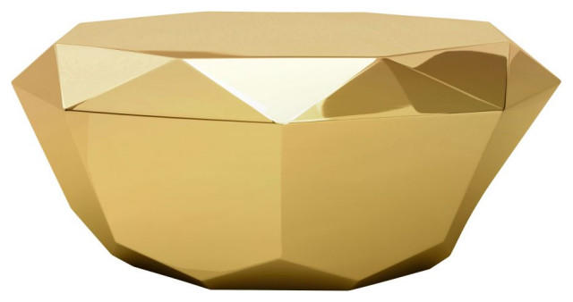 Diamond Coffee Table Gold, Geomtric Shaped Gem Cocktail Table ...