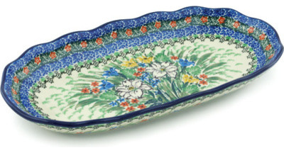 Polish Pottery 12" Stoneware Platter Hand-Decorated Design ...
