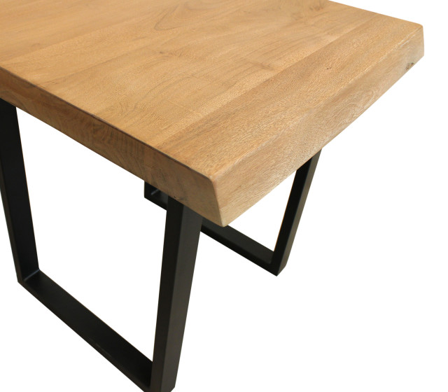 Sycamore Rustic Solid Wood End Table With Live Edge, Natural Finish ...