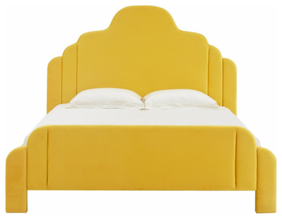Silva Velvet Queen Bed Marigold - Contemporary - Platform Beds - by V.S ...
