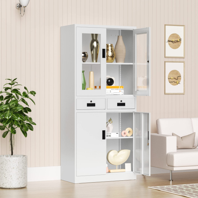 Metal Storage Display Cabinets, Locking, Adjustable & 2 Drawers ...