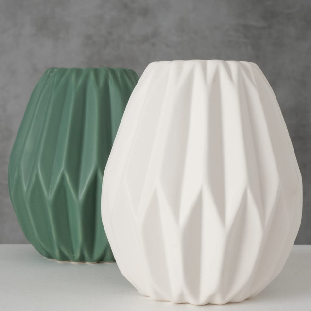 2 Piece Geometric Vases, 5 1/2 L x 4 3/4 W x 4 3/4 H inches ...