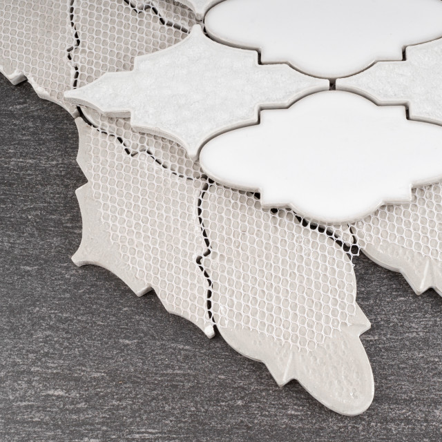 12.25"x13.75" Candace Mosaic Tile Sheet, White - Mediterranean - Mosaic ...