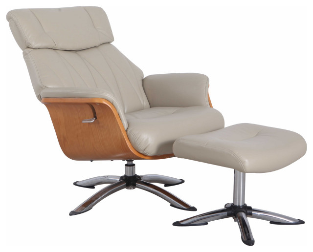 Relax-R Caitlin Recliner and Ottoman in Cobble Air Leather ...