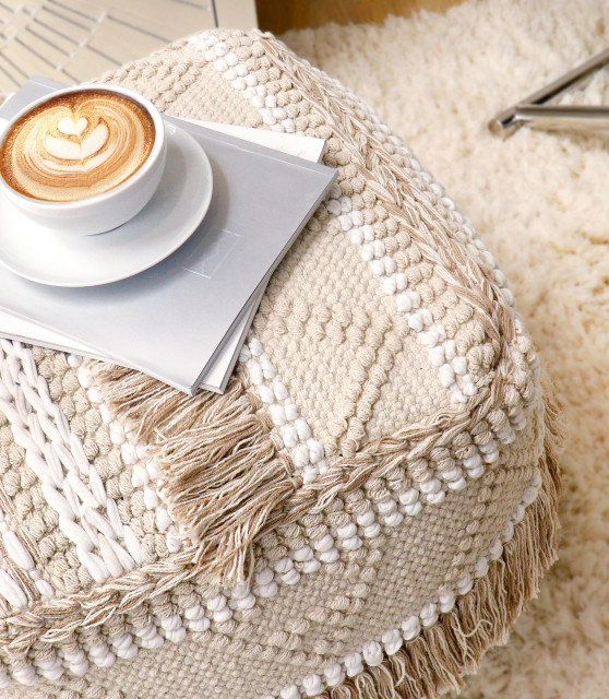 Pasargad Home Grand Canyon Premium Cotton Pouf, Beige - Scandinavian - Floor Pillows And Poufs ...
