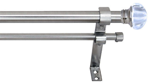 Versailles 1" Regal Double Rod Set, 32-86" Brushed Nickel ...
