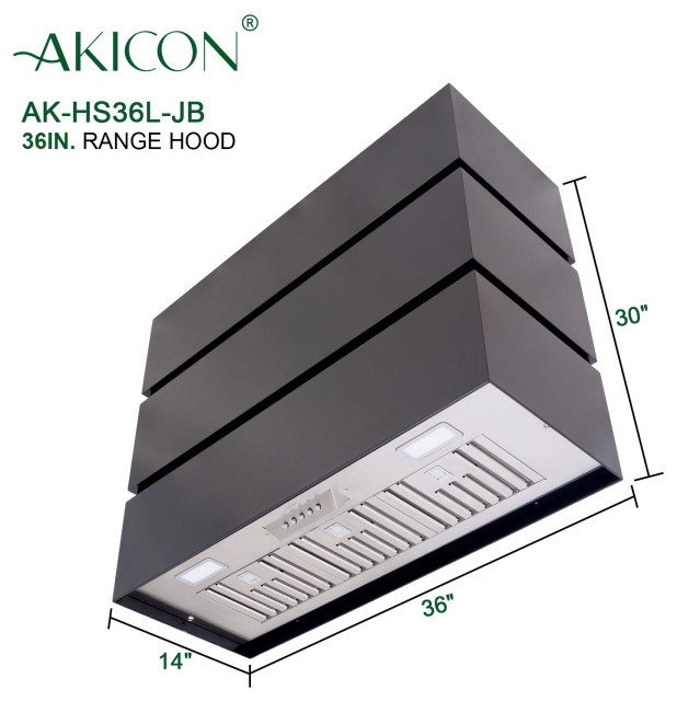 36"Stainless Steel Range Hood 3 Stacks Modern Box Kitchen Hood & Vent ...