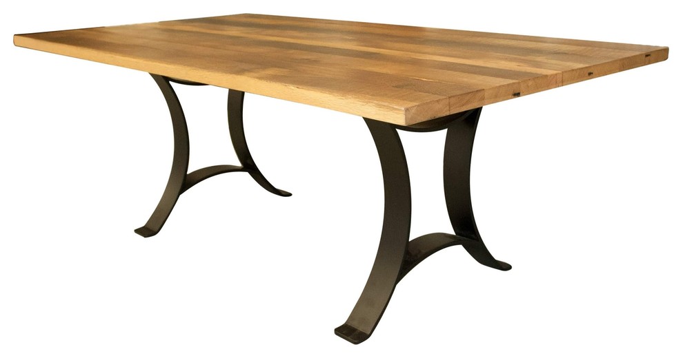Boone Dining Table, Reclaimed Wooden Top, Metal Base, 42x60 ...