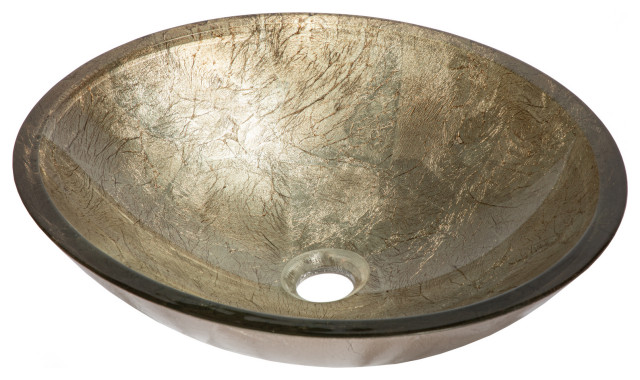 Eden Bath EB_GS76 Champagne Foil Oval Glass Vessel Sink - Contemporary ...