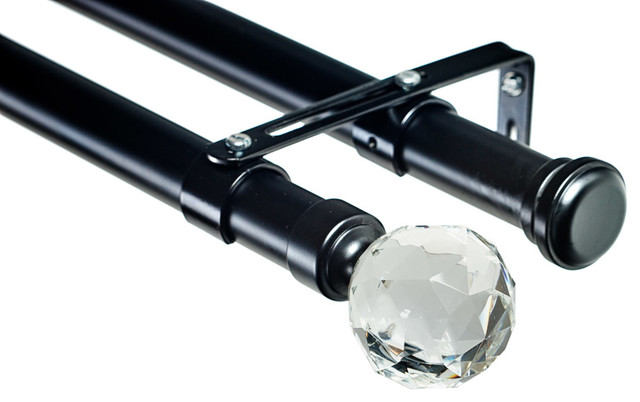 Gemstone Double Rod in Black, 48'' - Traditional - Curtain Rods - by ...