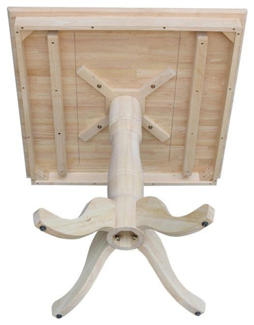 36" x 36" Natural Solid Wood Square Top Pedestal Table - 35.1" Height ...