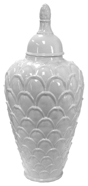 Splendid decorative Ceramic Temple Jar, White - Traditional ...