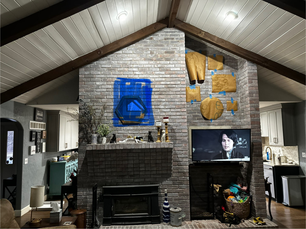 How to decorate a large fireplace that is off center | Houzz Forum