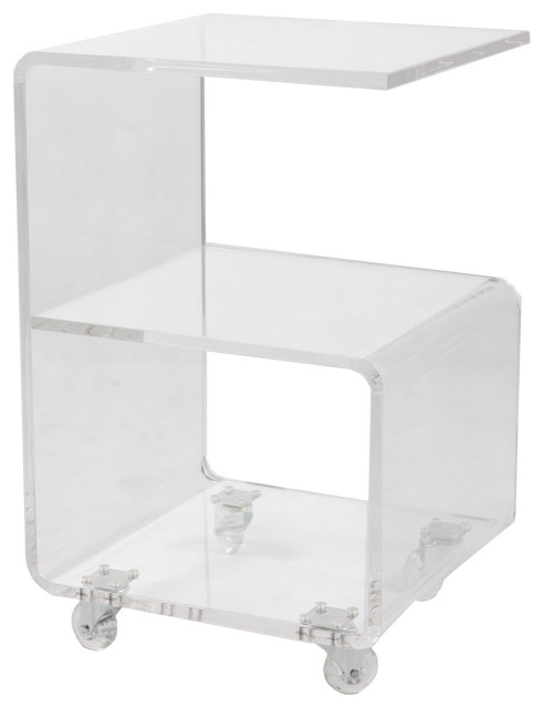 Modern Side Table, G-Shaped Design Constructed With Acrylic & Casters ...