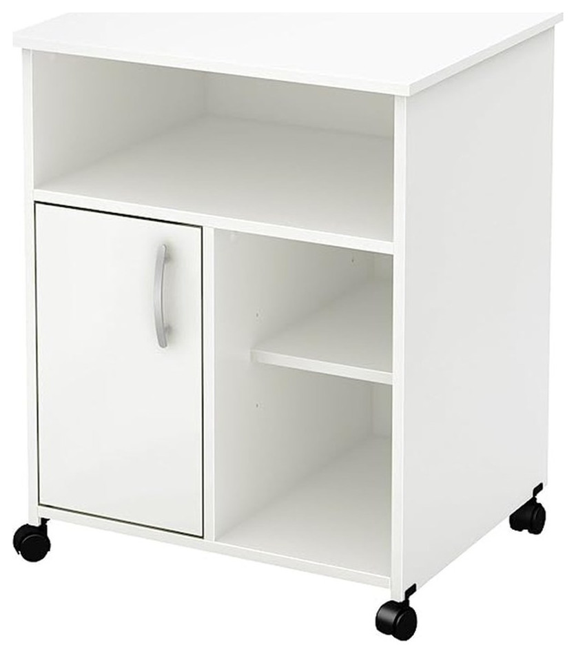 Pemberly Row Modern / Contemporary Metal Printer Stand in Pure White ...