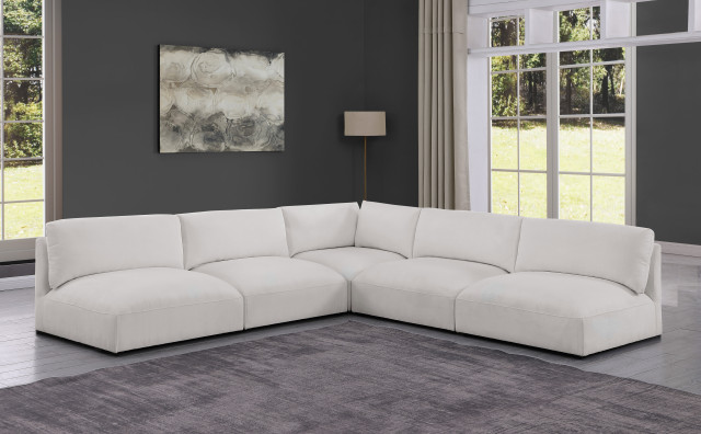 Ease Fabric Upholstered L-Shaped Modular Sectional, 5 Piece: 1 Corner ...