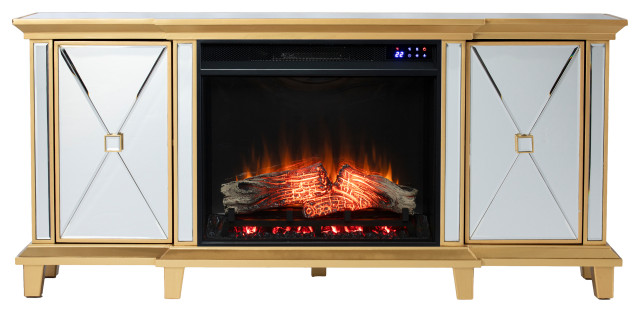 Tinturn Mirrored Touch Screen Electric Fireplace Gold - Contemporary ...