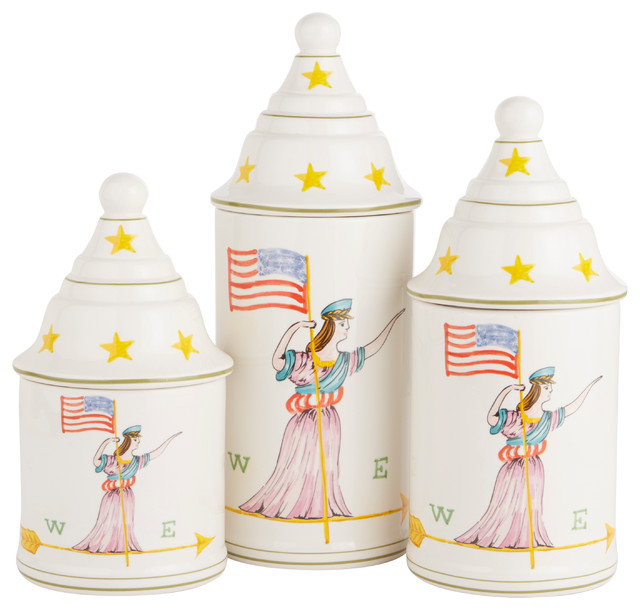 Americana Canisters, Set of 3 - Contemporary - Kitchen Canisters And ...