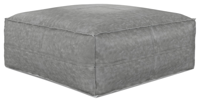 Brody Large Square Coffee Table Pouf in Vegan Faux Leather ...