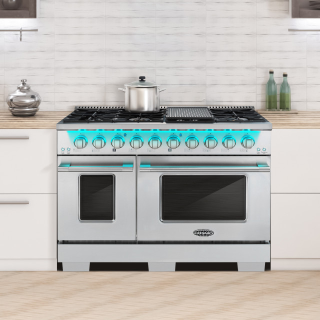 Cosmo 48 in. 5.5 cu. ft. Double Oven Gas Range with 8 Burners in ...