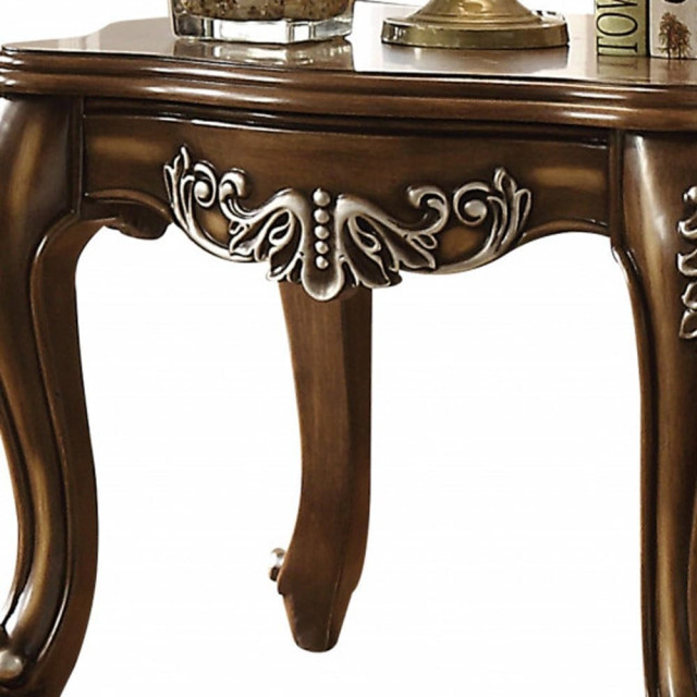 Traditional End Table, Unique Design With Wooden Legs & Curved Top ...