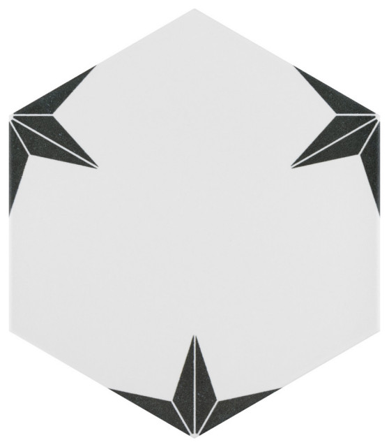 Stella Hex Porcelain Floor and Wall Tile Sample, White - Contemporary ...