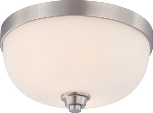 Helium 2 Light - Flush Dome Fixture With Satin White Glass ...