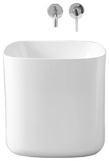 Round White Ceramic Vessel Bathroom Sink - Contemporary - Bathroom ...