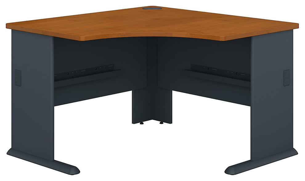 Corner Desk, Curved Worktop With Wire Management System - Transitional ...