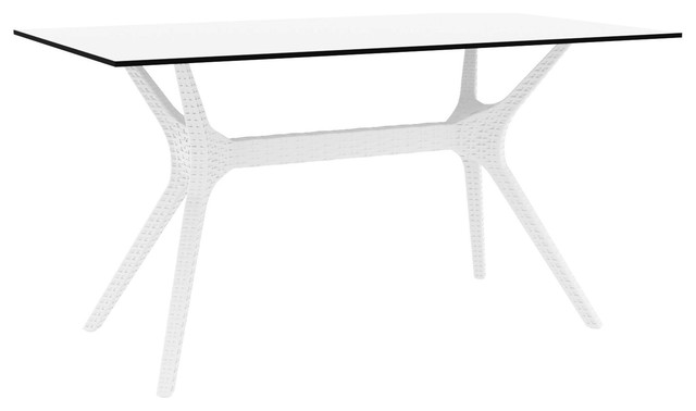 Ibiza Rectangle Table 55", White - Midcentury - Outdoor Dining Tables ...