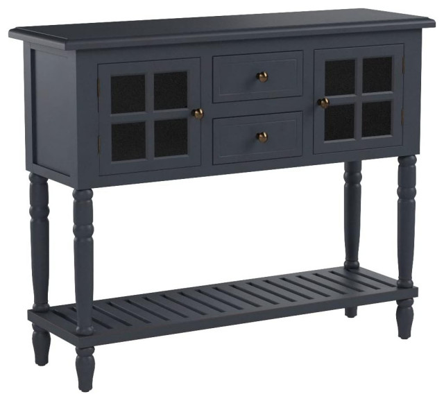 Console Table, Storage Drawers With Pull Handles & Slatted Shelf ...