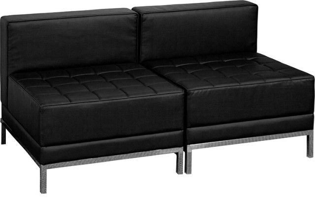 Black Leather Lounge Set, 2 PC - Contemporary - Sectional Sofas - by ...
