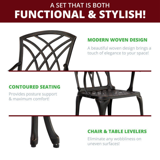 Kinger Home 4-Pieces Outdoor Patio Dining Chairs Set - Traditional ...