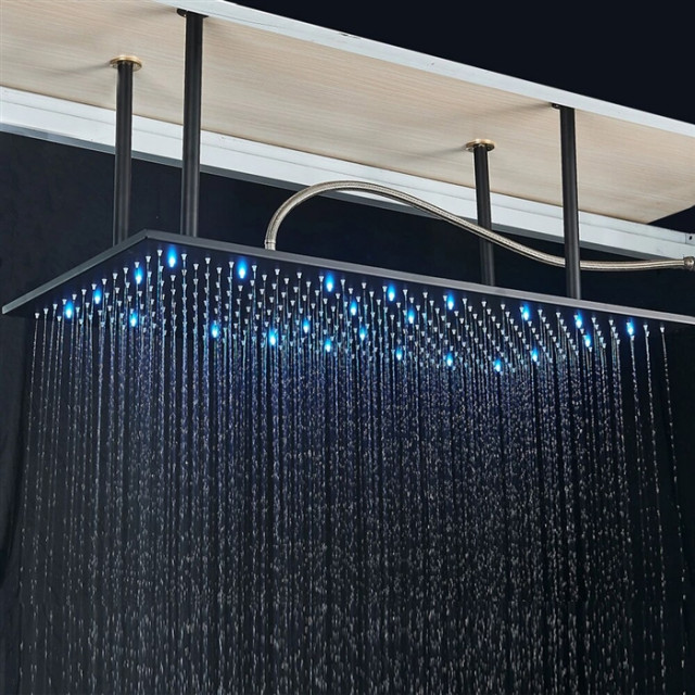 Isernia 20*40" Matte Black LED Digita Rainfall Shower System and ...