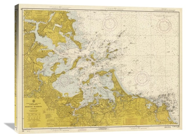 "Nautical Chart - Boston Harbor ca" Artwork, 16" x 12", 36" x 27.72 ...