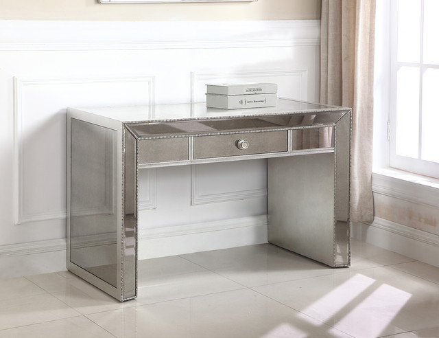 Jameson Silver Mirrored Writing Desk - Contemporary - Desks And Hutches ...