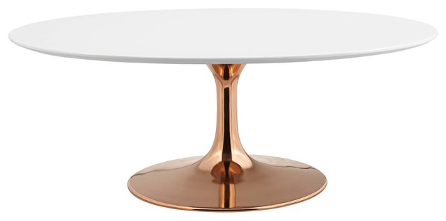 Modern Deco Coffee Table, Metal Steel Wood, White Rose Gold ...