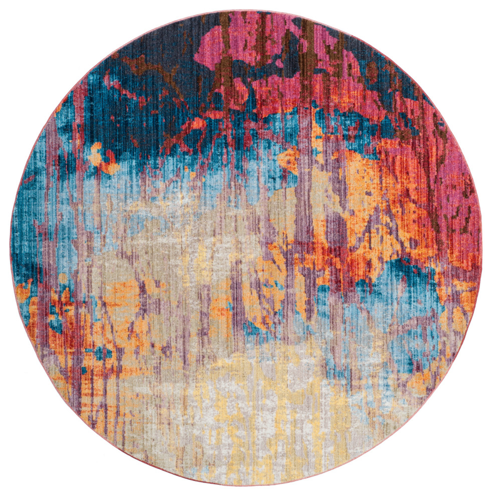 Safavieh Bristol Collection Btl354f Blue / Rust Rug, 7' round ...