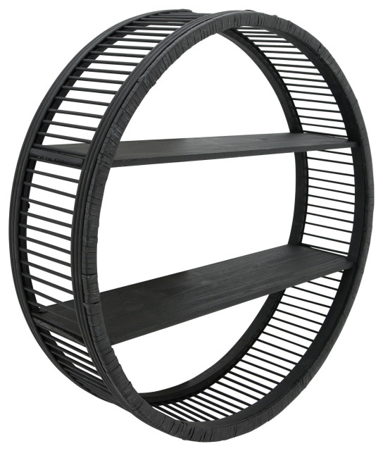 Wood 26x6 2-layered Open Shelf, Black - Contemporary - Display And Wall ...