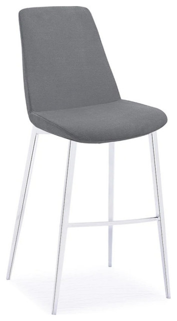 Athena Counter Stool, Light Gray Soft Fabric Cover With Chrome Legs ...