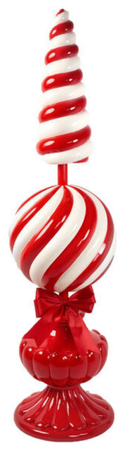 December Diamonds Candy Cane Lace 62" Peppermint Swirl Topiary Tree ...