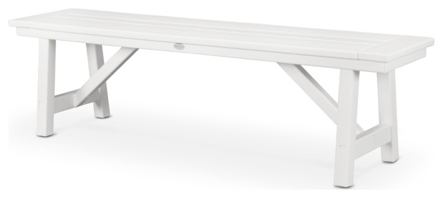 POLYWOOD Rustic Farmhouse 60" Backless Bench - Beach Style - Outdoor ...