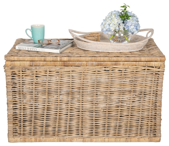 Rattan Kobo Decorative Storage Trunk With Lid, Large - Beach Style ...