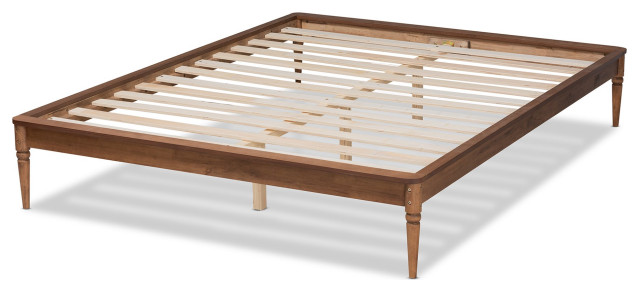 Queen Platform Bed, Rubberwood Frame With Turned Legs & Slat Support ...