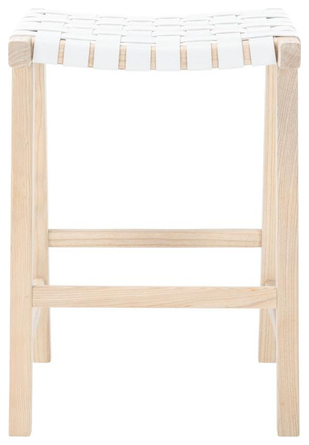 Hadrian Rectangle Counter Stool, Set of 2, White - Transitional - Bar ...