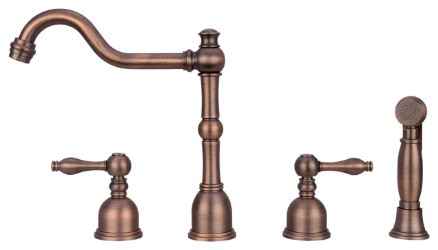 Classic Kitchen Faucet, Widespread Design With Side Sprayer ...
